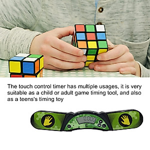 Speed Timer for Cube, Professional Touch Control Timer with Display and Voice Sound Effect, Automatic Calculation Timer for Competition, for Birthday, Christmas (Black)