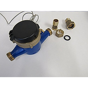 PRM 3/4 Inch NPT Multi Jet Water Meter with Pulse Output, Brass Body - Not for Potable Water