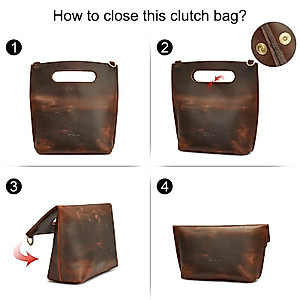 S-ZONE Vintage Genuine Leather Tote Bag for Women Large Shoulder Purse Handbag with Clutch Bag