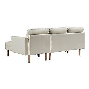 Modern Sectional Sofa Bed, L-Shape Sofa Chaise Lounge with Ottoman Bench for Living Room (Cream White Fabric)