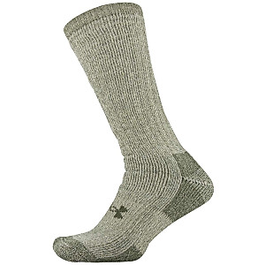 Under Armour Adult Hitch Coldgear Boot Socks, 2-Pairs , Khaki Base/Marine Od Green , Large