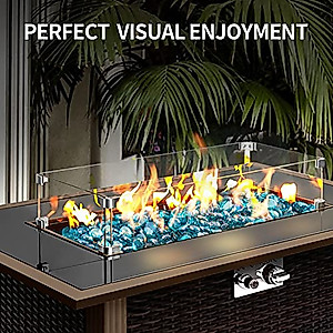 APROMISE Fire Glass for Fire Pit - 3/4 inch Fire Pit Glass Beads | Shiny Fire Glass for Propane/Gas Fire Pit and Fireplace | Flat Glass Marbles for Vase & Aquarium & Garden | 10lbs | Caribbean Blue