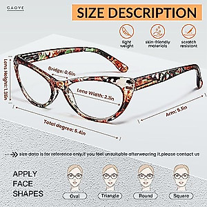 Gaoye 6 Pack Reading Glasses for Women Computer Blue Light Blocking Stylish Cat Eye Readers Anti Eye Strain with Spring Hinge (G1 6-pack mix, 3.00, multiplier_x)