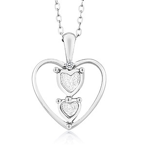 Gem Stone King 925 Sterling Silver Customized and Personalized Gemstone Birthstone and Lab Grown Diamond Love Mothers Heart Shape Pendant Necklace For Women with 18 Inch Silver Chain