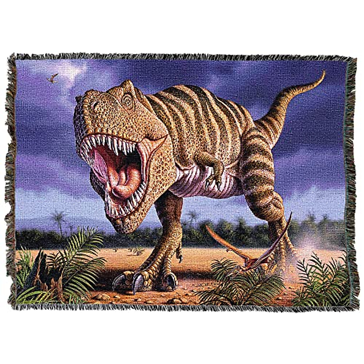 Pure Country Weavers Rex Brown Blanket by Jerry LoFaro - Dinasour Prehistoric Gift Tapestry Throw Woven from Cotton - Made in The USA (72x54)