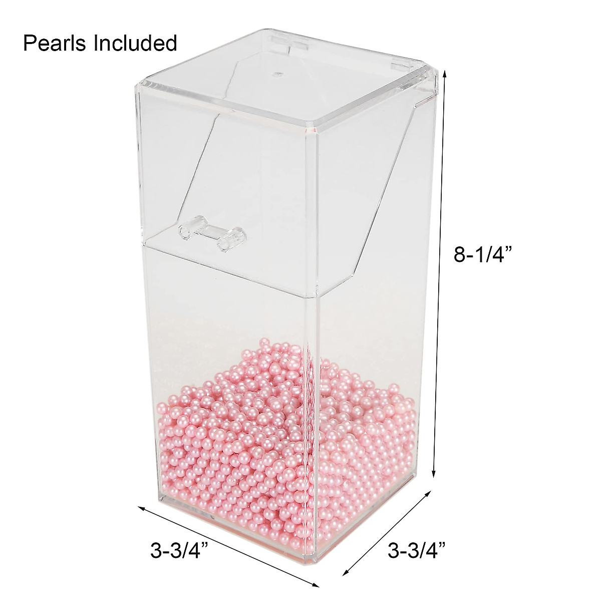 Jucoan Clear Acrylic Makeup Brush Holder with Lid, Pink Pearls, Cosmetic Makeup Brushes Holder with Cover, Brush Storage Organizer Case for Bathroom, Bedroom, Vanity, Countertop