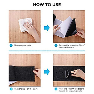 Delxo 4 inch x 30 Foot Anti-Slip Tape Outdoor Stair Treads, Non Slip Traction Stair Grip Tape, Best Grip, Friction, Abrasive Adhesive for Stairs Indoor, Black Grip Tape for Steps Outdoor