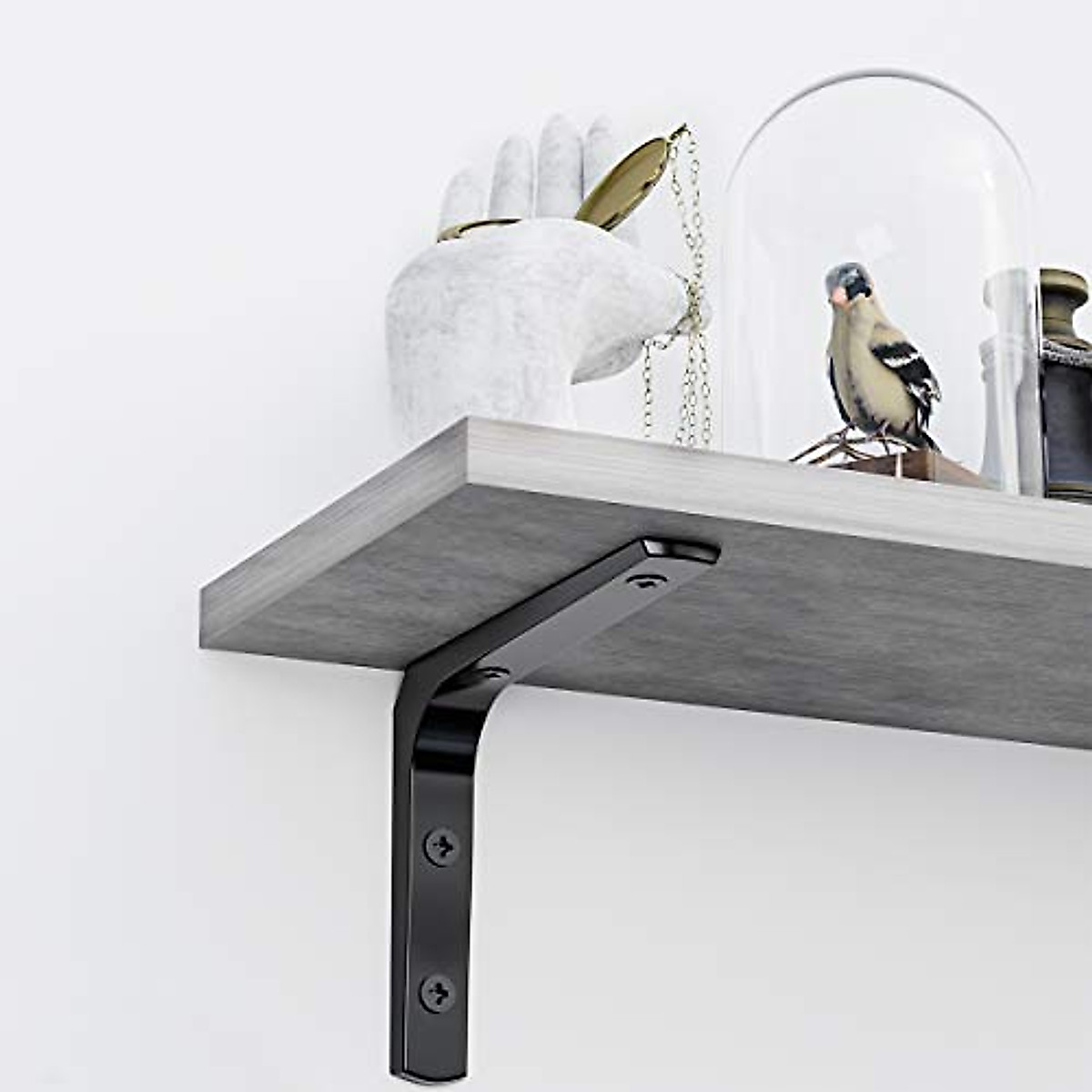 MDLUFFY Farmhouse Floating Shelves Wood Wall Mounted Storage Rack Rustic Shelf Home Office Decoration 16" L x 6" W x 0.6 D Set of 3 (Grey)