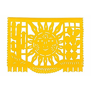 Paper Full of Wishes Festival Mexicano Large Plastic Papel Picado Banner, 9 Multi-Colored Panels 15 feet Long
