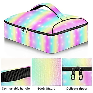 Kcldeci Insulated Thermal Food Carrier Insulated Casserole Carrier for Hot or Cold Food,Sparkles and Fish Scales Insulated Tote Bag for Potluck Cookouts Parties Picnic,Lasagna Lugger