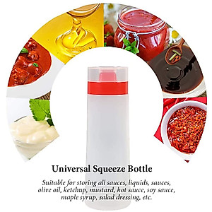 AKOAK 1 Pack Four-Hole Seasoning Extruded Bottle, Plastic Seasoning Bottle Spray Bottle, Suitable for Ketchup, Salad Dressing, Mustard Sauce (Red)