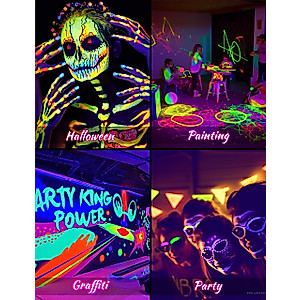 L LOHAS LED UV Black Light Bulbs, Halloween 12W A19 UV Blacklight, 100 Watt Equivalent, UVA Level 385-400nm Wavelength, Glow in The Dark for Body Art Paint, Fluorescent Poster, Neon Glow Party, 2 Pack