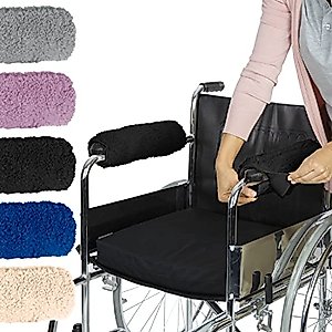 Vive Wheelchair Armrest Cover (Pair) - Memory Foam Sheepskin Pad for Office & Transport Chair - Soft Support Cushion Accessories for Padded Arm Rest, Kids, Adults - Comfort Padding Pressure Relief