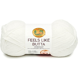 Lion Brand Yarn Feels Like Butta Soft Yarn for Crocheting and Knitting, Velvety, 3-Pack, White