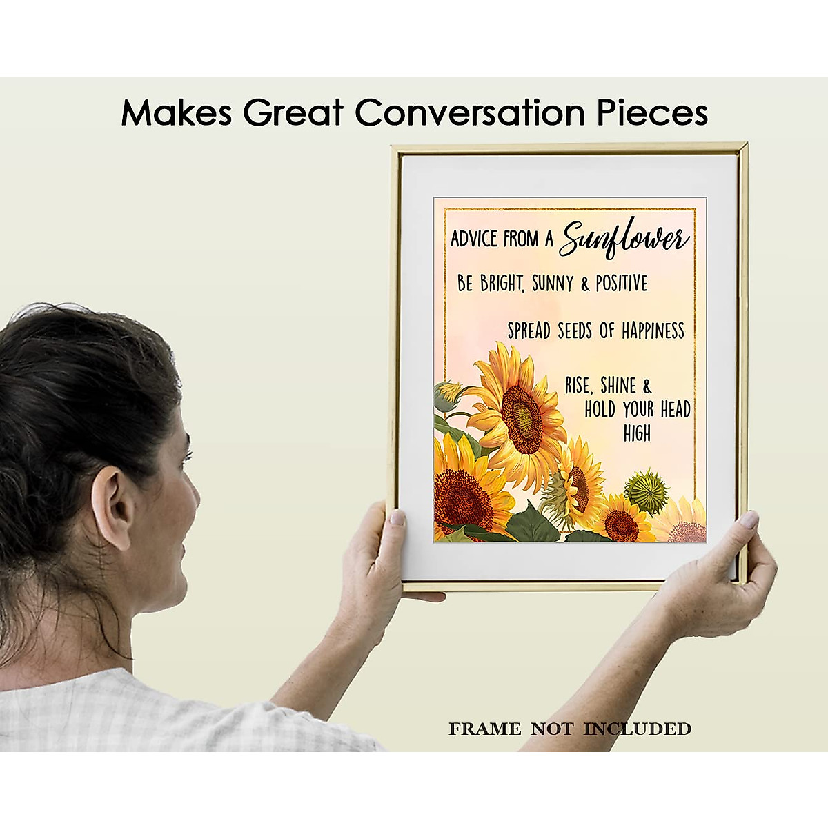 Motivational Wall Art Office Decor for Men & Women: "Hold Your Head" High 8x10 Inspirational, Motivational Poster & Positive Affirmations Wall Decor for Kids