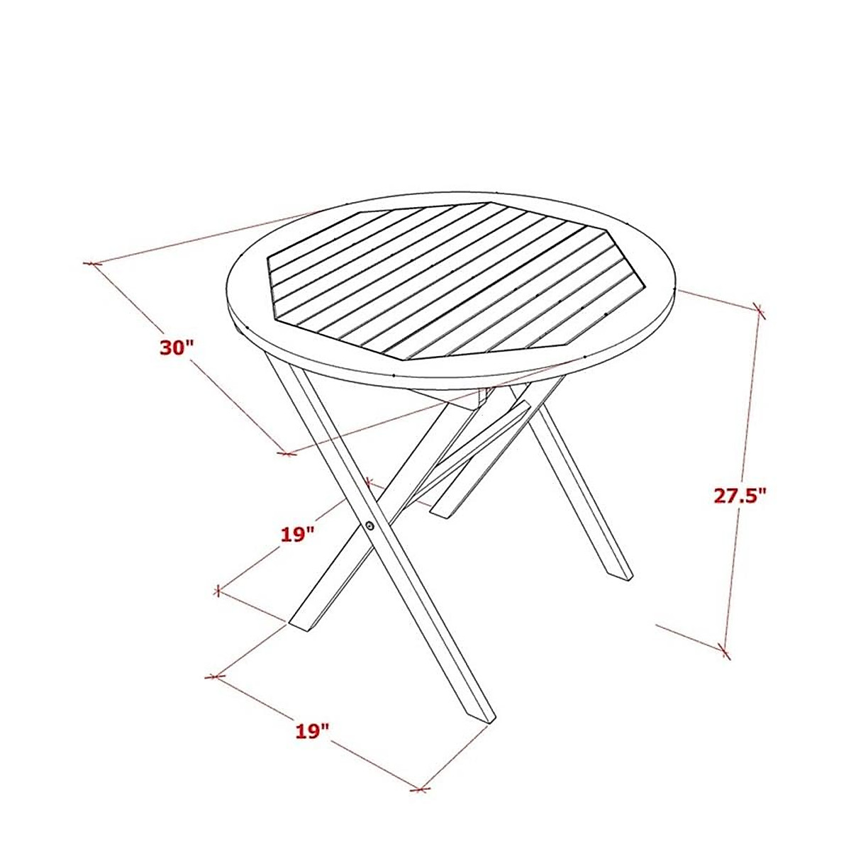 East West Furniture BMNTDNA Patio Furniture Outdoor Acacia Wood Round Coffee Table, 30x30 Inch, Natural Oil