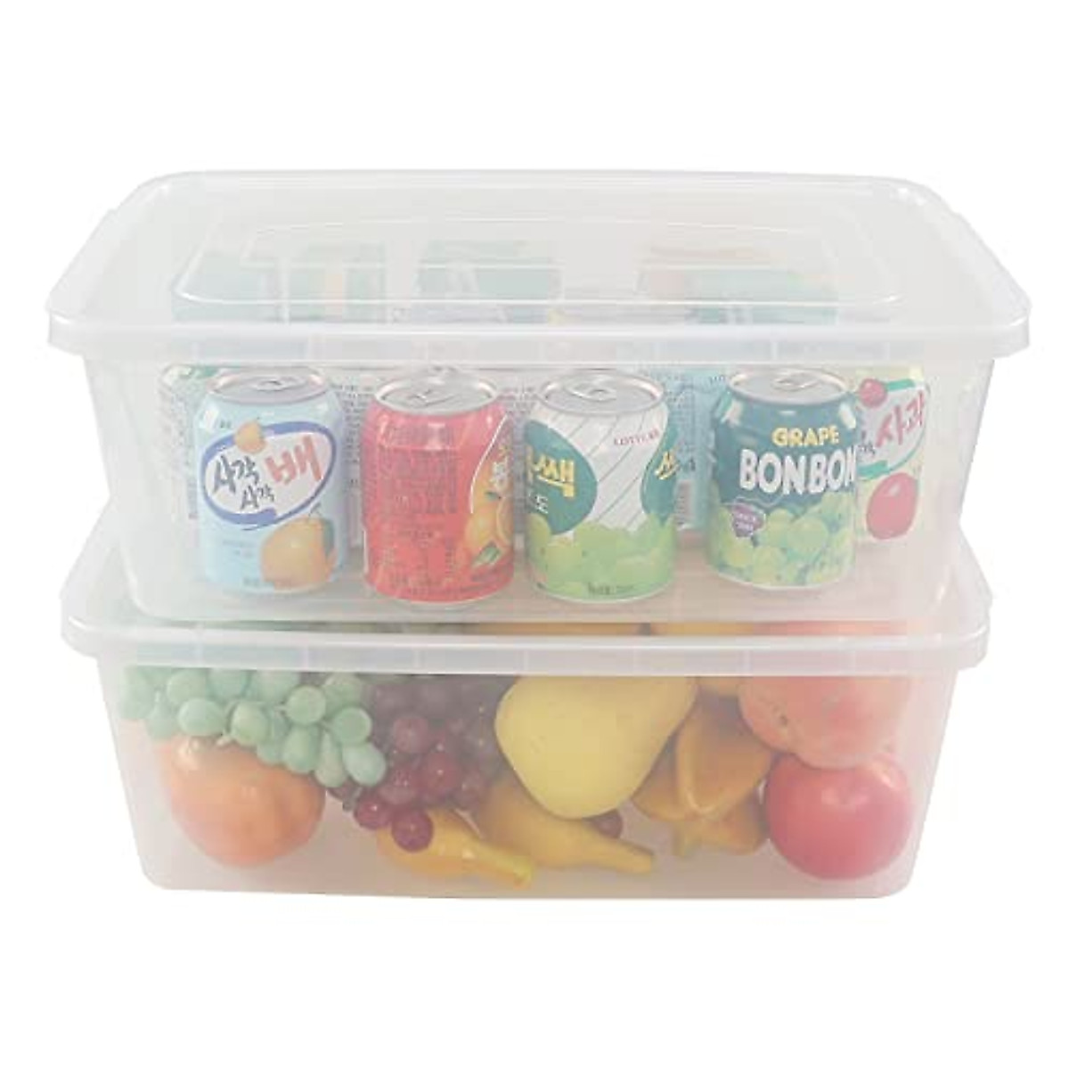 Bblina Clear Storage Bins, Plastic Latch Boxes set of 2, 16 Quarts