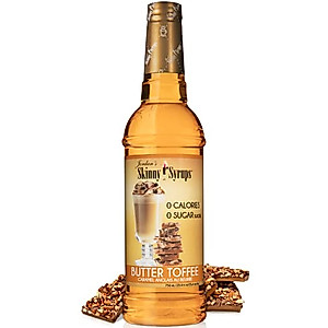 Jordan's Skinny Syrups Sugar Free Butter Toffee Coffee Syrup 750 mL Bottle with By The Cup Syrup Pump