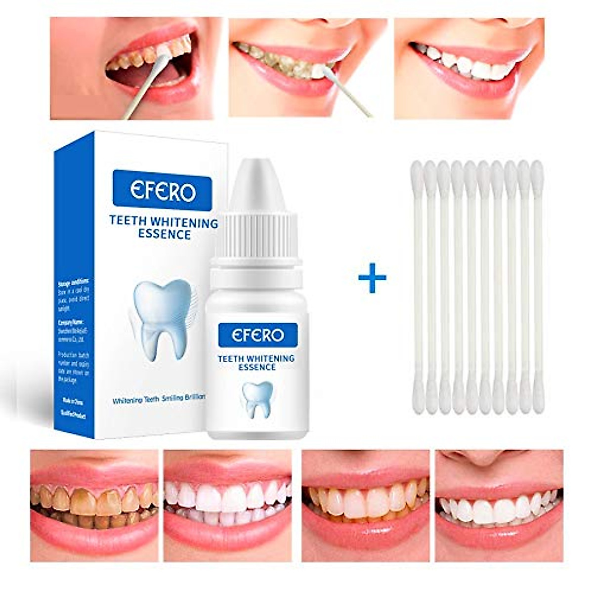 EFERO Teeth Whitening Essence Removes Plaque Stains Tooth Bleaching Cleaning Serum White Teeth Oral Hygiene Tooth Whitening Pen (Essence and Pen)