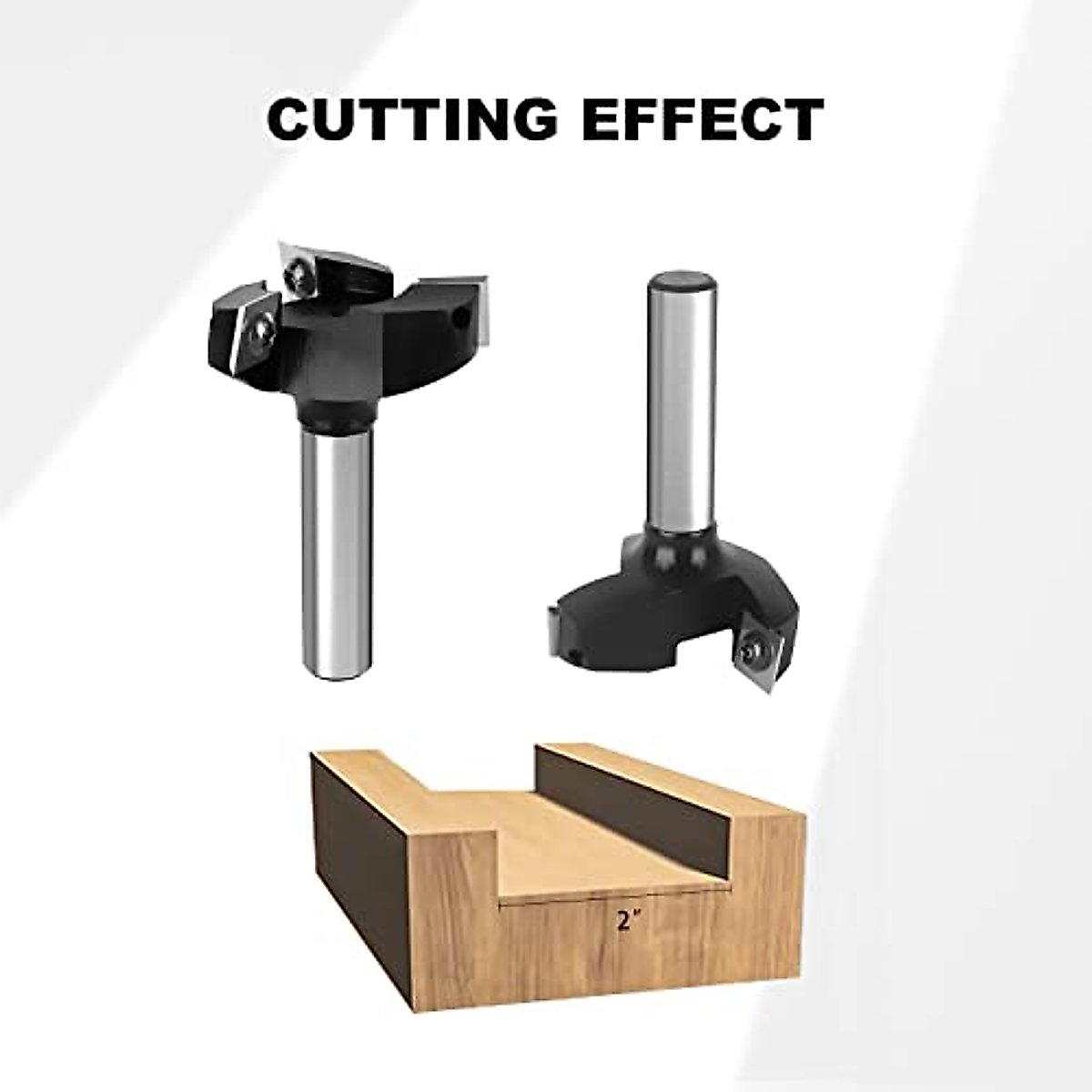 CNC Spoilboard Surfacing Router Bit， 1/2" Shank，3 Wing，2"Cutting Diameter.Adopt Carbide.Professional Woodworking Tools