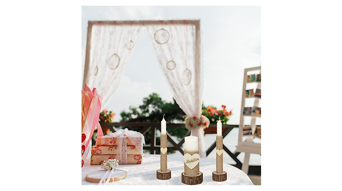 Rustic Unity Candles Set for Weddings - Romantic Decor
