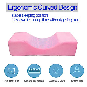 Pink Eyelash Extension Pillow, Eyelash Extension Tool for Beauty Salon, U Shape Neck Pillow with Comfortable Foam Velvet Pillowcase