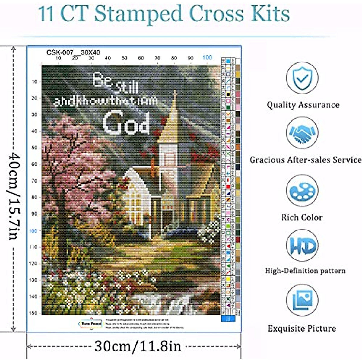 Jesus Cross Stitch Kits for Adults - Stamped Crossstitching Kits Preprinted 11 Count Cross-Stitch Kit for Beginner, 11CT Prestamped Easy Pattern Needlepoint Kits Crafts for Decor 11.8x15.7inch