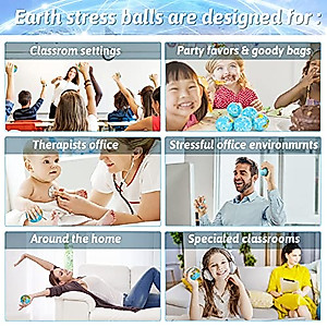 LovesTown 20 PCS Globe Squeeze Balls, 2.5 Inch Earth Stress Relief Balls Foam Squeeze Balls Educational Stress Balls for Finger Exercise School Carnival Reward Party Bag Gift