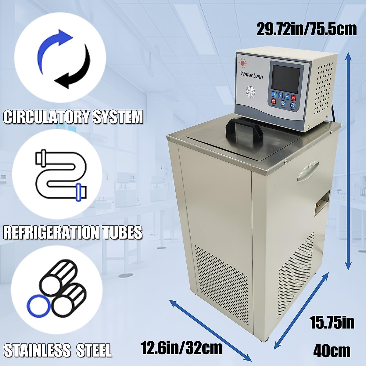 TECHTONGDA Laboratory Chiller Circulator 6L Chiller -30℃-100℃ Refrigerated Circulating Water Liquid Bath Cooling Circulator Pump Chiller Low Temperature Cooling Liquid Circulator with Transformer