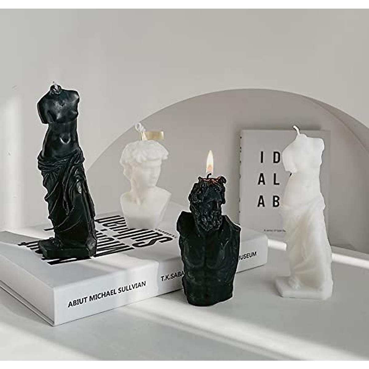 David Bust Statue Scented Candle,110G Aroma Soy Wax Greek Aesthetic Decorative Candle for Table Photo Prop Birthday Gift,Prefect for Meditation Stress Relief Mood Boosting Bath Yoga (White)