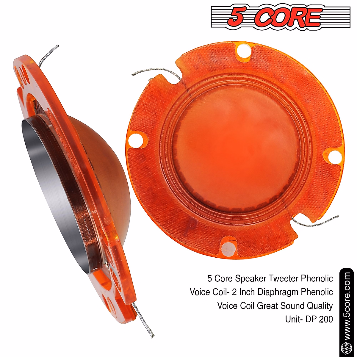 5 CORE 50.8mm Tweeter Replacement Voice Coil, 2'' Universal Horn Diaphragm 16 Ω Great Sound Quality - DP 200 FBA
