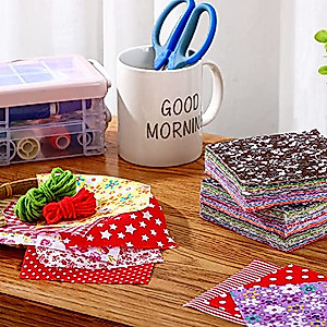 100 Pcs 8 x 8 Inch Cotton Fabric Square Patchwork Fabrics No Repeat Cotton Printed Floral Craft Quilting Fabric Craft Flower Fabric Patchwork Bundles for DIY Handmade Cloths Sewing Supplies