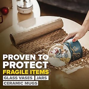 Scotch Cushion Lock Protective Wrap, 12 in x 30 ft, Sustainable Packaging Solution for Packing, Shipping and Moving, No Scissors or Tape Needed, Great Alternative to Bubble Cushion Wrap (PCW-1230)