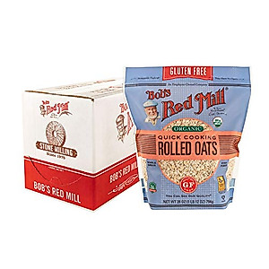 Bob's Red Mill Gluten Free Organic Quick Cooking Oats, 28-ounce (Pack of 4)
