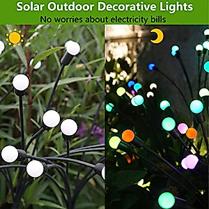 WZUZUD 2PCS Solar Starburst Swaying Garden Light,Solar Powered Firefly Lights Outdoor Waterproof,Swaying Decorative String Lights When The Wind Blows (2PCS)