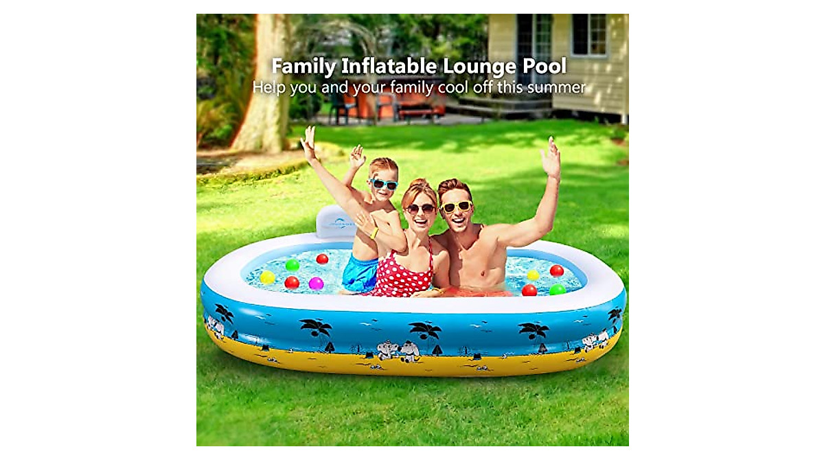 Large Inflatable Pool with Seat for Families - 100 x 61 in Backyard Pool