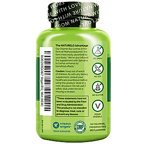 NATURELO Vegan B12 - Methyl B12 with Organic Spirulina - High Potency Vitamin B12 1000 mcg Methylcobalamin - Supports Healthy Mood, Energy, Heart & Eye Health - 90 Capsules