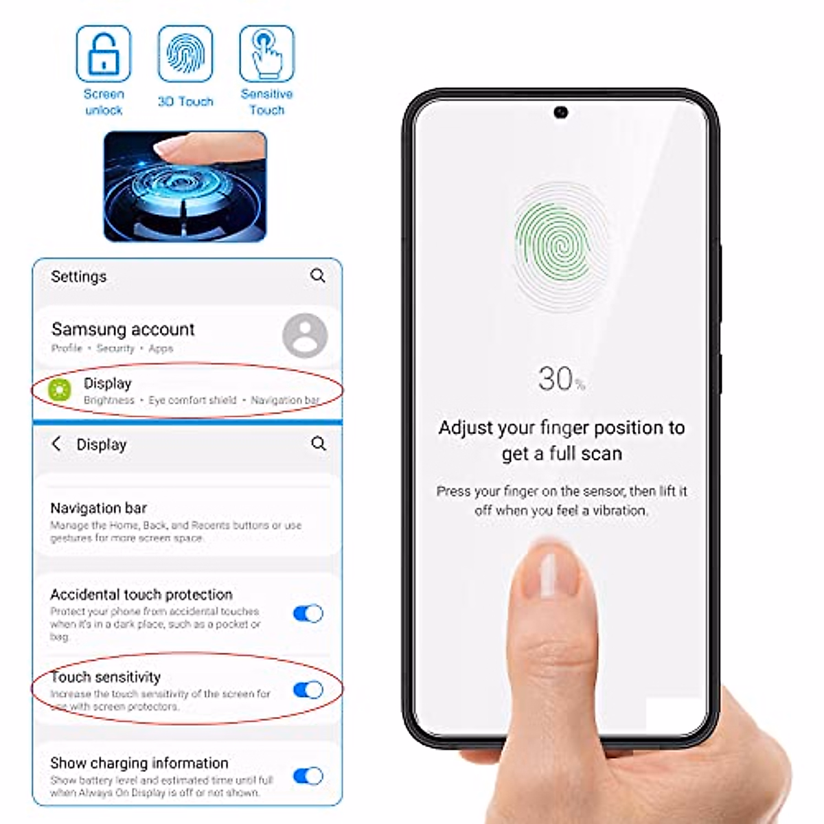 LYWHL [3+2 Pack Design for Samsung Galaxy S23 Plus 5G Screen Protector with Camera Lens Protection Tempered Glass, Support Fingerprint Unlock, Case Friendly Bubble Free [Not Fit S23 / S23 Ultra]