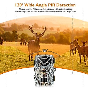 Hawkray Trail Camera 30MP 2K,Game Camera with Wide-Angle Motion Latest Sensor View 0.2s Trigger Speed 8 Batteries and 32GB SD Card 2'' HD TFT Screen Waterproof Cam for Wildlife Monitoring