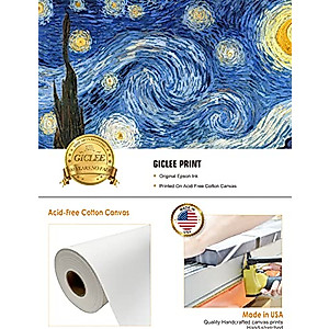 DECORARTS - Starry Night - Vincent Van Gogh Reproductions. Giclee Canvas Print Wall Art for Home Wall Decor. 30x24x1.5 in