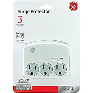General Electric 35122 3-Outlet Surge-Protector Wall Tap