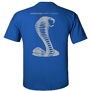 Fair Game Ford Mustang 50 Years T-Shirt Anniversary Grey Shelby Cobra Snake Silhouette-Royal Blue-XL