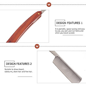 Lurrose Straight Razor- Carbon Steel Straight Edge Barber Razor Professional Mens Straight Razor Kit with Vintage Wood Handle