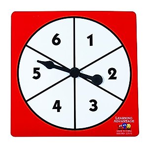 LEARNING ADVANTAGE 1-6 Number Spinners - Set of 5 - Arrow Spinner for Games - Free-Spinning for Board Games and Classroom Probability Activities