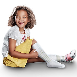 Core-Spun Patterned Child AFO Socks by SmartKnit- Halos 3 Pack - White/Grey/Black - Child Small