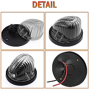 GLOFE Roof Running Cab Marker Light Smoked Cover Lens/Base and Green T10 LED Bulbs Compatible with 1977-1987 C/K Series Suburban and Blazer Pickup Truck, Enhances Safety and Visibility