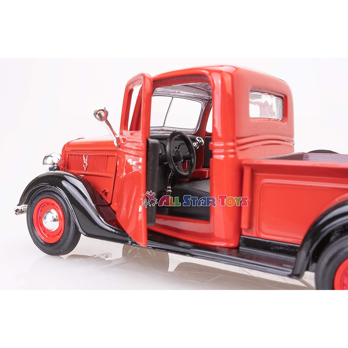 1937 Ford Pick Up Truck, Red With Black - Showcasts 73233 - 1/24 Scale Diecast Model Car by Motor Max