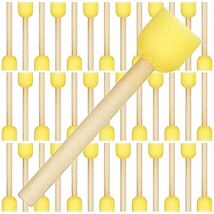 40 Pieces Round Sponge Foam Brush Set Paint Sponge Brush Wooden Handle Foam Brush Sponge Painting Tools for Kids Painting Crafts (0.6 Inch)