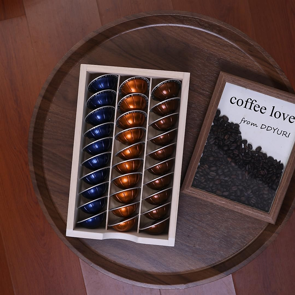 DDYURI Coffee Pods Storage Drawer Holder for Capsules - Multi Functional Desk Organizer Drawers For K-Cup Coffee Maker Brew - Kitchen Mini Wooden Box Chest Sideboard Counter Organization CF1D2C Dark