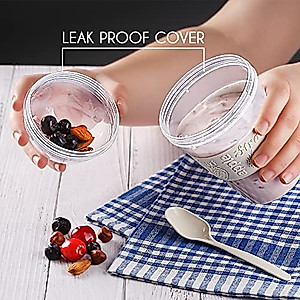 Crystalia Yogurt Parfait Cups with Lids, Breakfast On the Go Plastic Bowls with Topping Cereal Oatmeal or Fruit Container, Snack Cup and Spoon for Lunch Box, Portable & Reusable, 2PCs (Red and Cream)